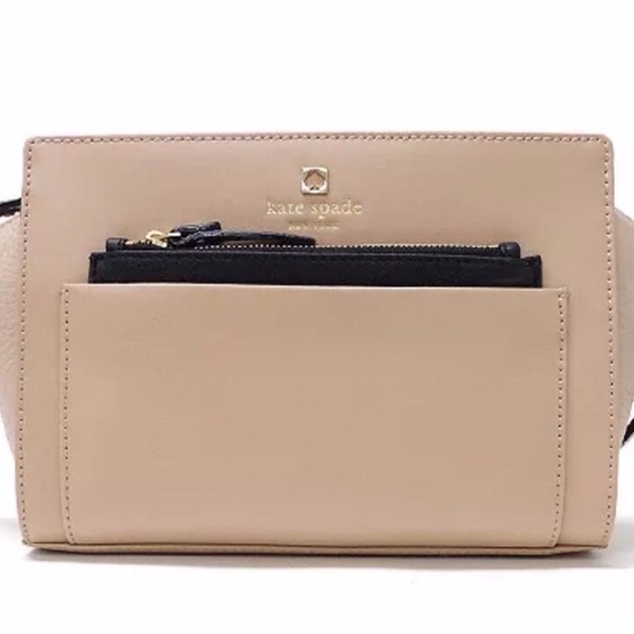 kate spade | Bags | Kate Spade Beige Black Leather Crossbody Bag Purse ...